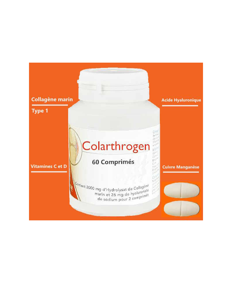 Monapharm Colarthrogen Collagène marin 60 comprimés cuivre manganèse pour aider les ...